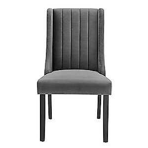 Modway Renew Performance Velvet Parsons Dining Chairs in Gray-Set of 2