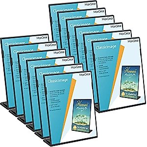 MaxGear Acrylic Sign Holder 8.5 X 11 inches 12 Pack, Upgraded Slant Back Sign Holders Plastic Paper Holder Table Display Stand, Fall Resistant Acrylic Sign Frames for Office, Store, Restaurant, Black