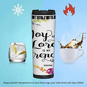WONDERTIFY Joy Of The Lord Is My Strength Coffee Cup Scripture Coffee Mug Stainless Steel Bottle Double Walled Thermo Travel Water Metal Canteen Colorful