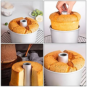 FLAVAS Mini Angel Food Pan Cake Pan 4inch NonStick Chiffon Tube Pan with Removable Bottom for Oven and Baking