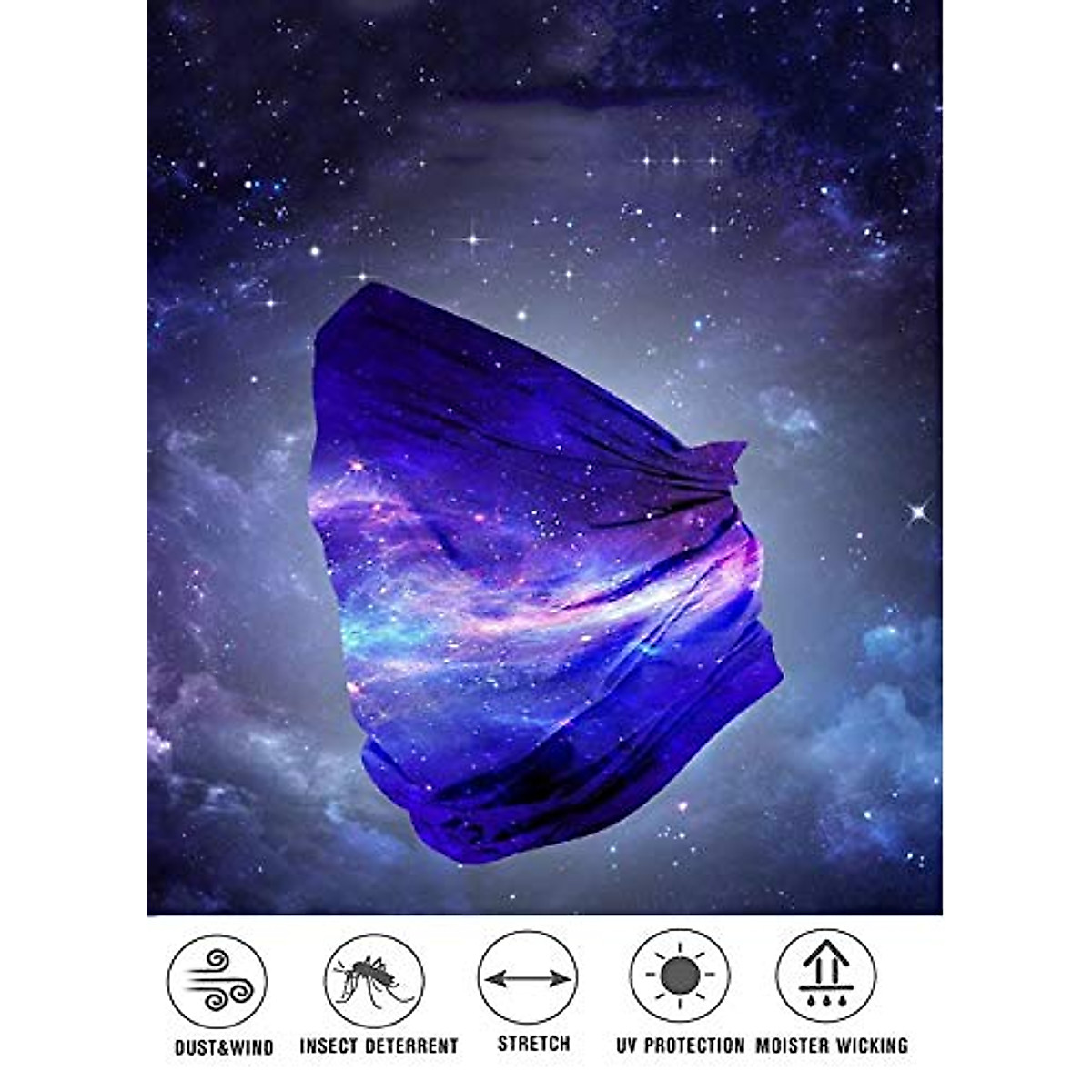 Cooling Neck Gaiter, Face Mask, Sun Dust Protection Bandana Balaclava for Running Cycling Fishing Outdoor Sports (Purple Galaxy)