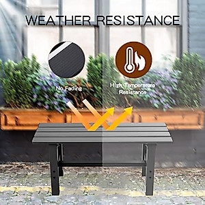 TECSPACE 35 Inches Aluminum Outdoor Weatherproof Bench Backless, 330 LBS Bearing Capacity Garden Porch Bench, Black