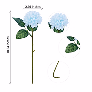 Birtlynn Artificial Chrysanthemum Ball Flowers, 10pcs Silk Faux Flowers Bouquet, Present and DIY Decoration for Home Office Coffee House Parties Garden Wedding Christmas-Blue