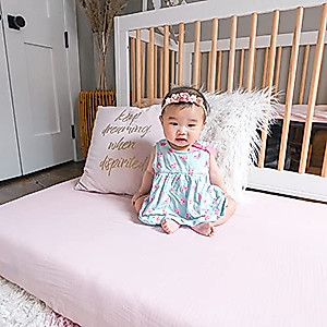 Newton Baby Organic Fitted Crib Sheets (2-Pack) - 100% Breathable and Ultra-Soft, 100% Organic Muslin Cotton, Sunrise Pink + White, Fits All Standard Cribs