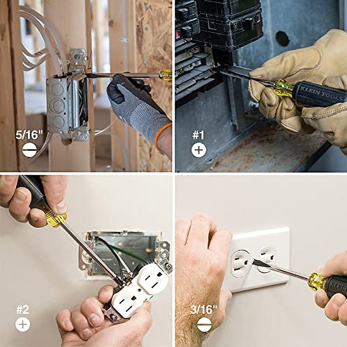 Klein Tools 85074 Screwdriver Set 6-Piece Includes 3 All-Purpose Flathead, 3 Phillips, Made in USA, Cushion Grip Comfort, Precision Machined Screwdrivers