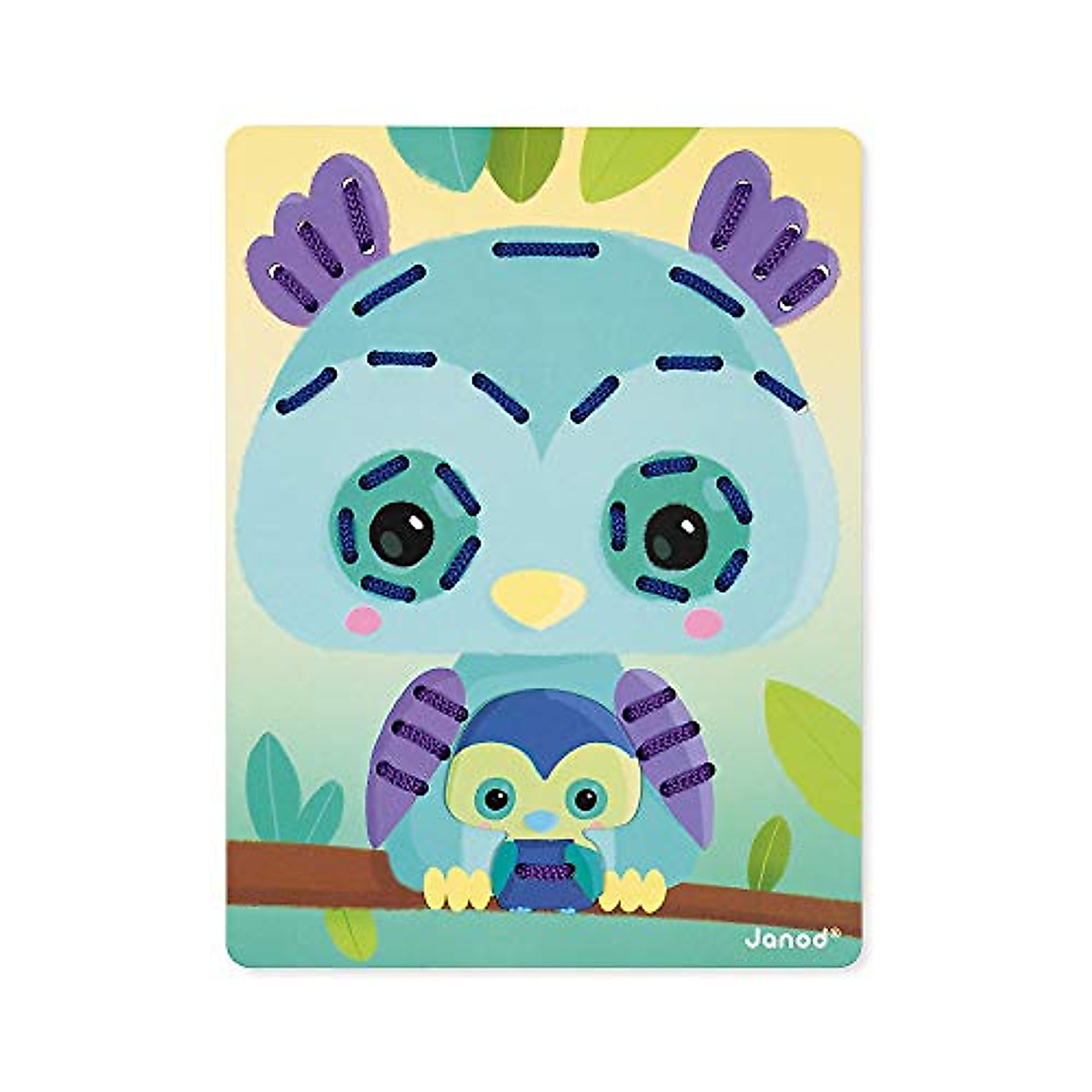 Janod Lacing Game Animals - 6 Lace and Trace Cards with 12 Laces - Ages 4+ - J05313