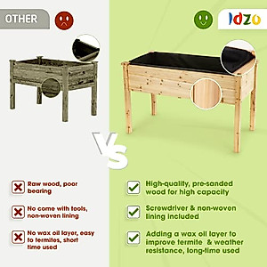 Idzo Raised Garden Bed with Legs, Durable Elevated Garden Box with Wax Oil Coated, 48x24x30in Wood Planter with Big Planter Box Load Up to 220 Pounds, Ergonomic Height for Convenient Plants Care