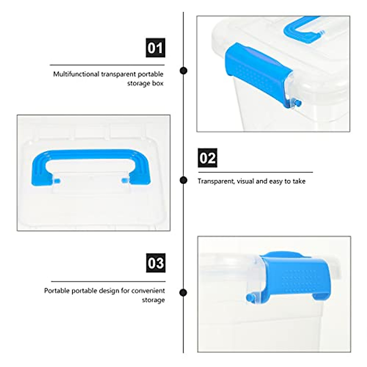 COLLBATH 5pcs box Blue Cosmetic Containers Clear Lid Tabletop Plastic Toys for Case Organizer Holder Bin Container Storage Handle Sewing Sundry Car Stackable Toy Desktop Cosmetics