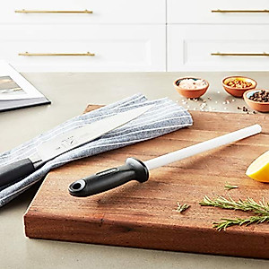 Mercer Culinary Ceramic Rod Knife Honing Steel,Black/White 10 Inch