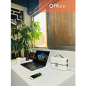 Focs Hoek Electric Lunch Box, Portable Heating Electric Lunch Box, 0.8L/110V With Spoon and Fork Insulation Bag, Suitable for Home School Office Workplace Travel(ONLY THE WALL PLUG) (White)