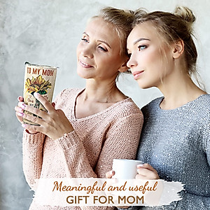 Mom Sunflower 20oz Stainless Steel Tumbler - Mom Gifts from Daughters - Mom Birthday Gifts, Christmas Gifts for Mom from Daughter, Valentines Day Gifts for Mom