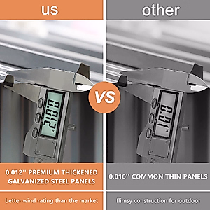 VEIKOU 10' x 10' Outdoor Storage Shed with Thicken Galvanized Steel, Metal Shed with Lockable Doors, Lawn Tool Outdoor Shed for Outside Yard Garden Tools, Grey