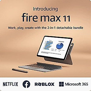 Introducing Amazon Fire Max 11 tablet productivity bundle with Keyboard Case, Stylus Pen, octa-core processor, 4 GB RAM to do more throughout your day, 128 GB, Gray, without lockscreen ads