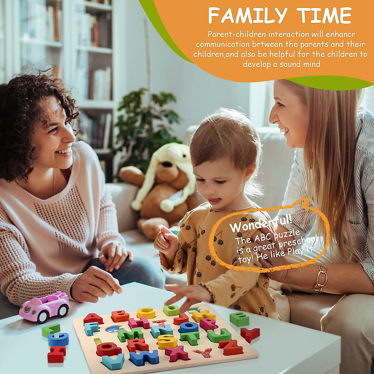 Humerry Wooden Alphabet Puzzle for Toddlers, Chunky ABC Puzzles Board Educational Toys for Kids, Preschool Learning Letters Puzzle for Boys and Girls