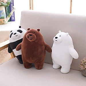MIQUANGGO Plush Toys for Baby 27cm Kawaii We Bare Bears Plush Toy Cartoon Bear Stuffed Grizzly Gray White Bear Panda Doll Love Birthday Gift (Black)