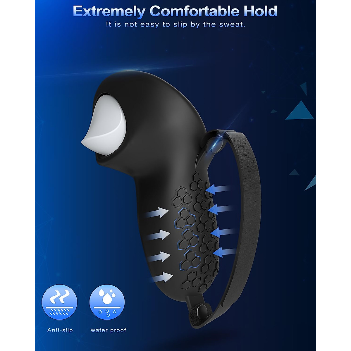 AMZDM Controller Grip for Oculus Meta Quest 3S Oculus Quest 3 VR Accessories Grips Cover for VR Touch Controllers Straps Silicone Covers Protector with Non-Slip Thumbstick Covers 1Pair Black