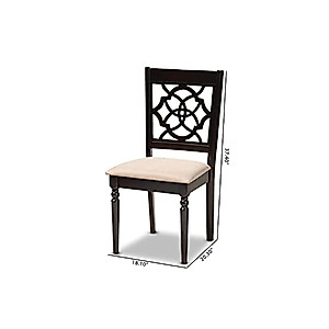 Baxton Studio Renaud Modern and Contemporary Sand Fabric Upholstered Espresso Brown Finished Wood Dining Chair