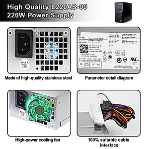 LXun L220AS-00 220W Power Supply Compatible with Dell Inspiron 3647 660s Acer X1420 X3400 eMachines Gateway Series Delta DPS-220UB A Liteon PS-5221-03DF H220AS-00 L220NS-00 650WP P3JW1 R82HS D220ES-01
