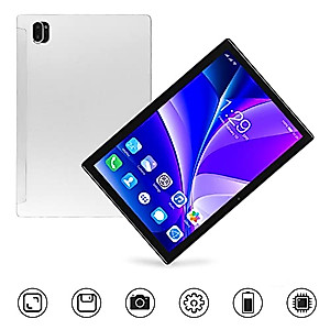 Acogedor 2 in 1 Tablet 10.1 Inch, Android 12.0 Tablets, Support 4G Band Calling Function, 2.4GHz and 5G WiFi Connection, 6GB RAM 128GB ROM, FM, GPS, BT (Silver) (US Plug)
