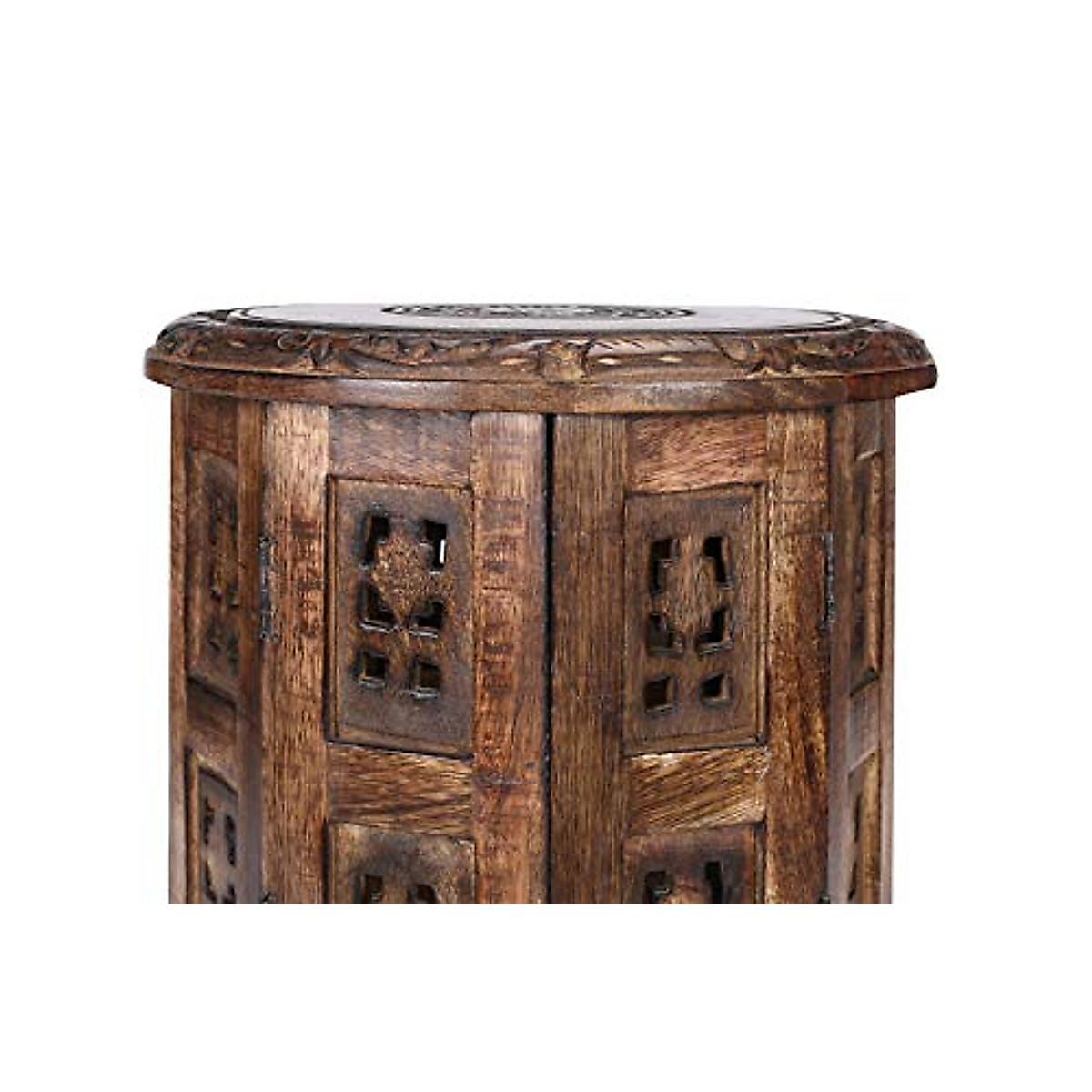 Small Table, Round End Table,Side Table, Side Tables Living Room,End Table,Round Side Table,Altar Table, Carved Side Table,Wood Accent Table,Carved Wood Table 12 Inch Round Top x 12 Inch High - Burnt