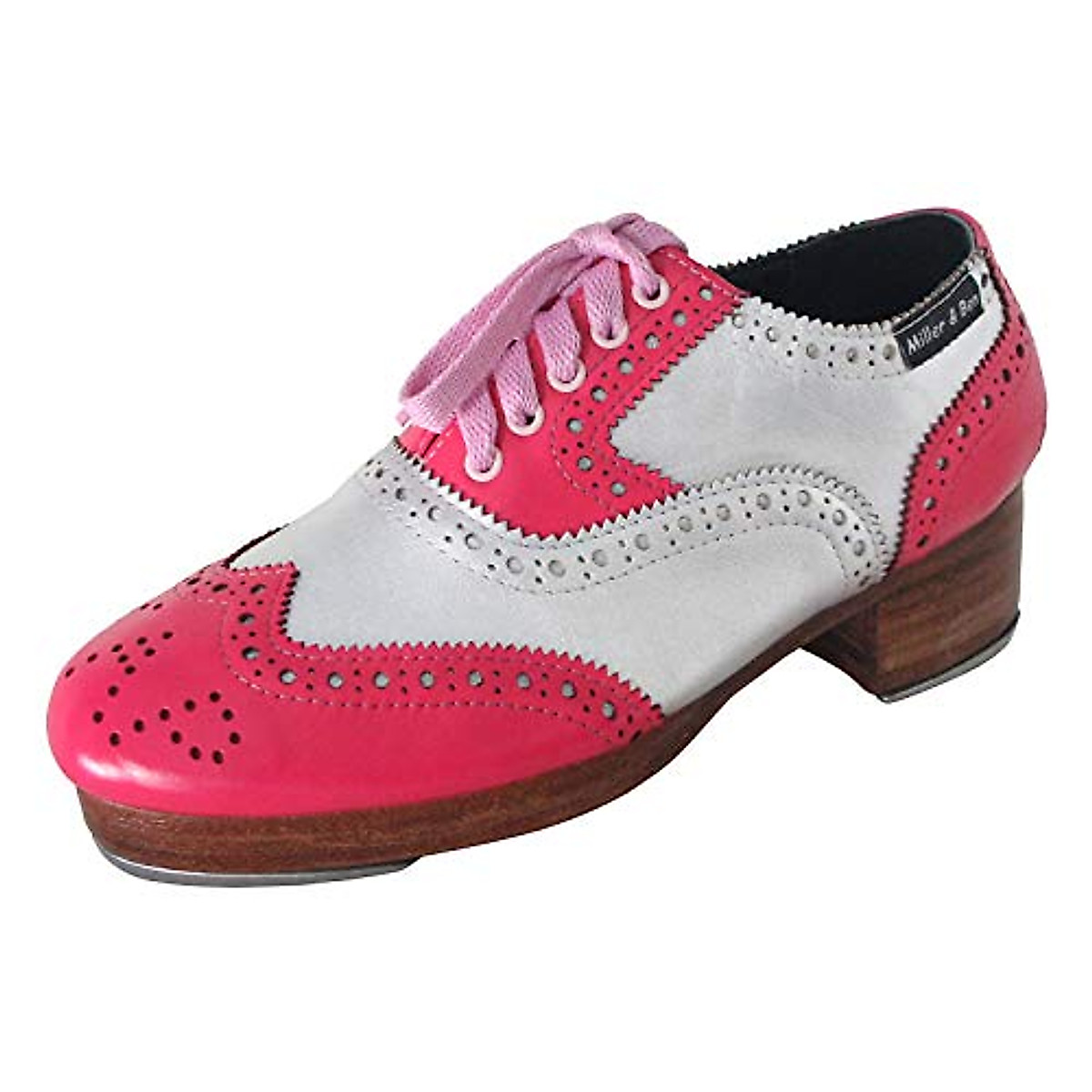 Miller & Ben Tap Shoes, Triple Threat, Pink & Silver Royal Professional Tap Shoes (41 EU)
