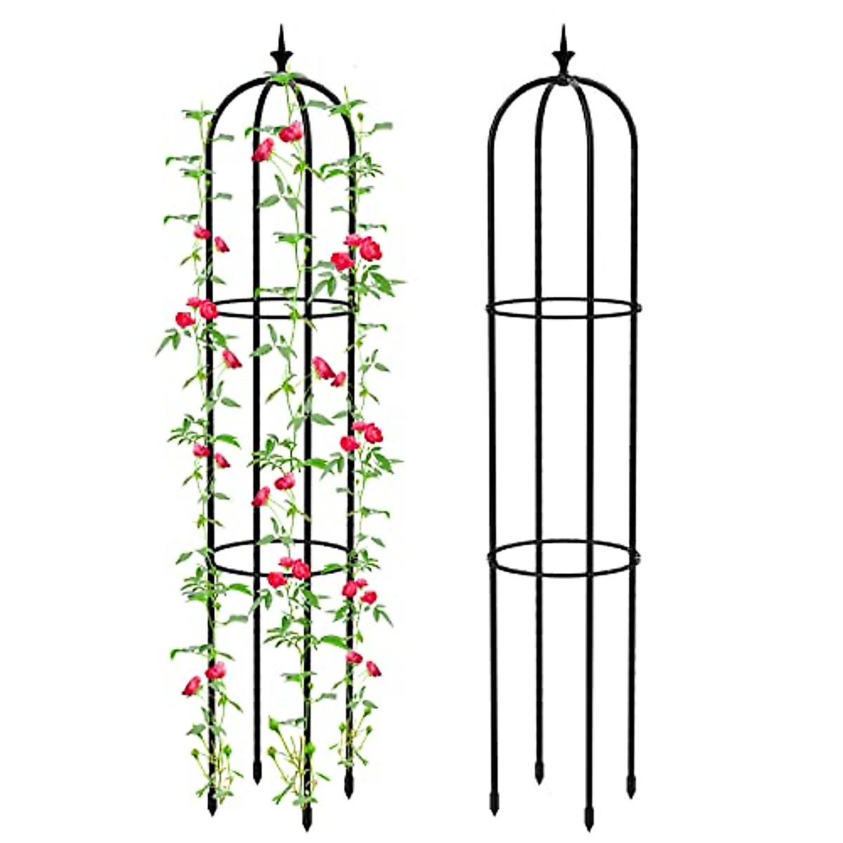 Garden Obelisk Trellis for Climbing Plants 4 Feet Tall Plant Support Cage, Tower Obelisk Plant Support Indoor Potted Plant, Plant Trellis for Climbing Vines, Tomato, Flower, Vegetable, Rose (1 Pack)