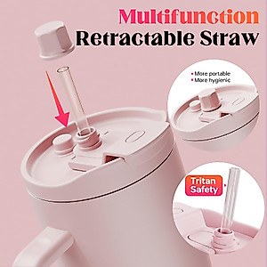 FOHGEE 40oz Tumbler with Handle and Straw Lid【Magnetic lid + Removable built-in straw】100% Leak-proof Travel Coffee Mug, Stainless Steel Insulated Cup, Keeps Cold for 24Hrs (ChillWave Pink Dream)