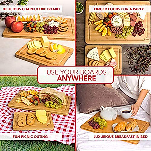 EatNeat Extra Large Bamboo Cutting Board Set- Luxury Kitchen and BBQ Chopping Board with Juice Grooves for Meat Carving, Fruits, and Vegetables- One XL 18 x 12-Inch and One 10 x 8-Inch