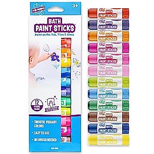 Tub Works™ Bath Paint Sticks™ Bath Toy, 12 Count | Nontoxic, Washable Bathtub Paint for Kids & Toddlers | Twistable Sticks Draw Smoothly on Tub Walls | Smooth, Vibrant Alternative to Bath Crayons
