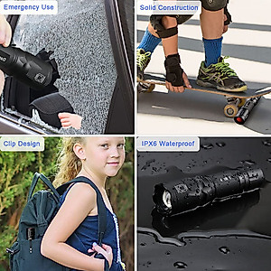 DaskFire 4 Colored Flashlight with RGB Lights, Rechargeable Battery, Charger, Bracelet, High Lumen Zoomable Emergency Torch Multipurpose for Kids Camping Hunting Fishing Hiking Gear