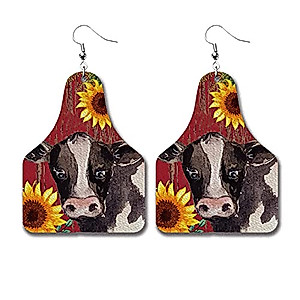 9 Pair Christmas Faux Leather Earrings Lightweight Leaf Dangle Teardrop Earrings for Women Gift -Style 2