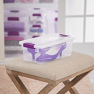 Sterilite 6 Qt ClearView Latch Storage Box Stackable Bin with Latching Lid, Plastic Container to Organize Shoes in Closet, Clear (24 Pack)