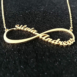 UMAGICBOX Personalized Sterling Silver Infinity Name Necklace with Date Custom Name Infinity Jewelry Anniversary Date Necklace Mother Gift
