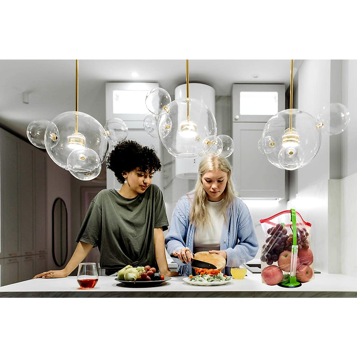 8 Pack Baggy Rack, Adjustable Plastic Freezer Bag Holder Stand, Zip Lock Bag Kitchen Gadget for Meal Planning