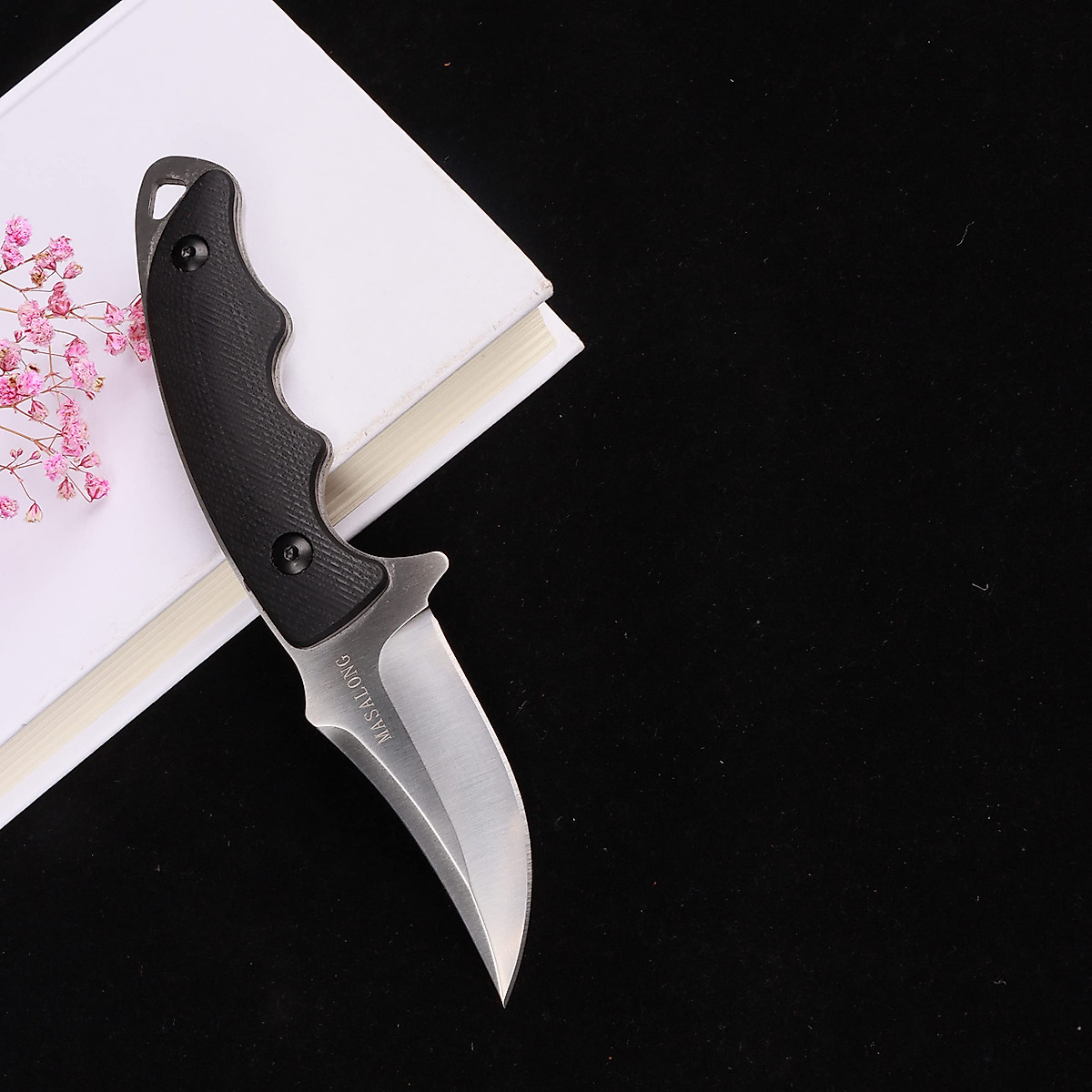 MASALONG Kni230 Fixed Blade Knife With Kydex Sheath for Self Defense Camping EDC Hunting Full Tang Design