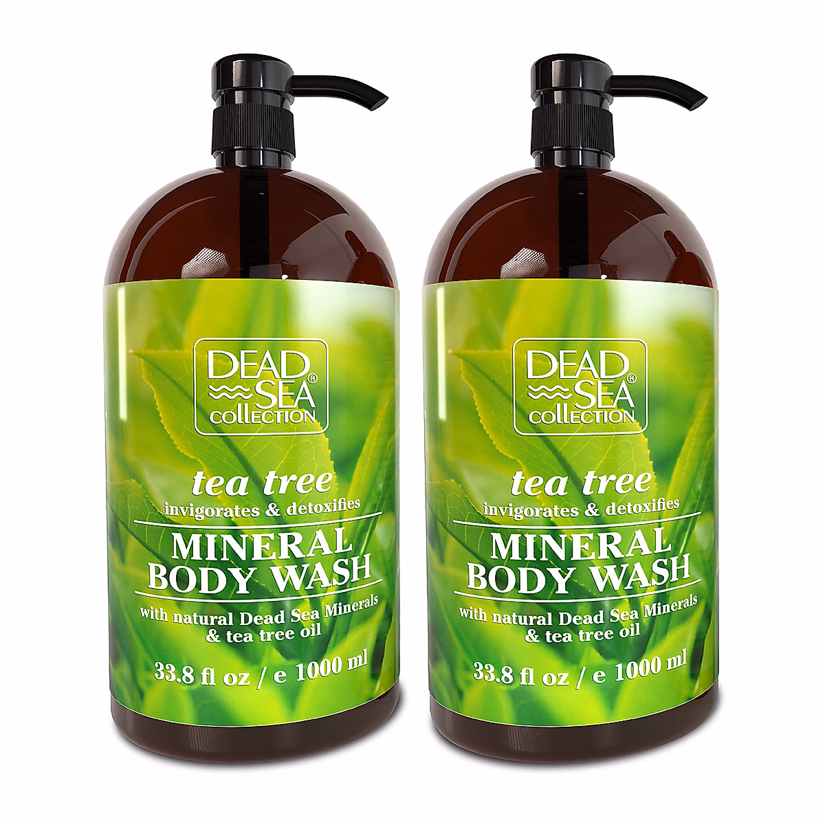 Dead Sea Collection Tea Tree Body Wash for Women and Men - with Pure Dead Sea Minerals and Tea Tree Oil - Cleanses and Moisturizes Skin - Pack of 2 (67.6 fl. oz)