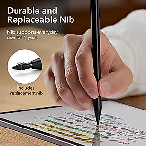ESR Stylus Pen for iPad, iPad Pencil with Tilt Sensitivity, Palm Reiection, iPad Stylus with Magnetic Atachment for iPad Pro 12.9/11, iPad Air 5/4, iPad mini 6, and iPad 10th/9th/8th Generation, Black