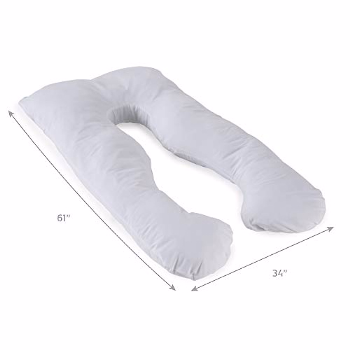 Contours Soulmate Cooling Pregnancy Body Pillow for Adults with Moisture Wicking U-Shaped Design for Side Sleeping, Maternity and Breastfeeding Support, Lounger for Back, Hip, Leg & Belly Pain - White
