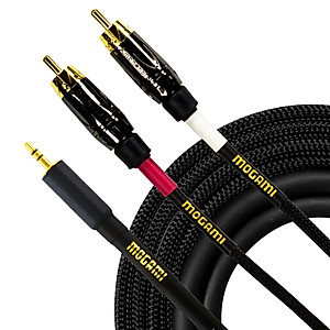 Mogami GOLD 3.5-2RCA-06 Stereo Audio Adapter Cable, 3.5mm TRS Male Plug Connector to Dual RCA Male Plug Connectors, Gold Contact, Straight to Straight, 6 Foot Length