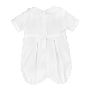 Petit Ami Baby Boys' Hand-Embroidered Cross Christening Romper, 12 Months, White