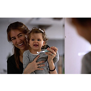 Papablic BabyHandy 2-Stage Sonic Electric Toothbrush for Babies and Toddlers Ages 0-3 Years, Blue Bundle with Pink