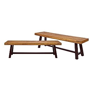 Christopher Knight Home 318117 Carlisle Benches, Sandblasted Brown + Rustic Metal