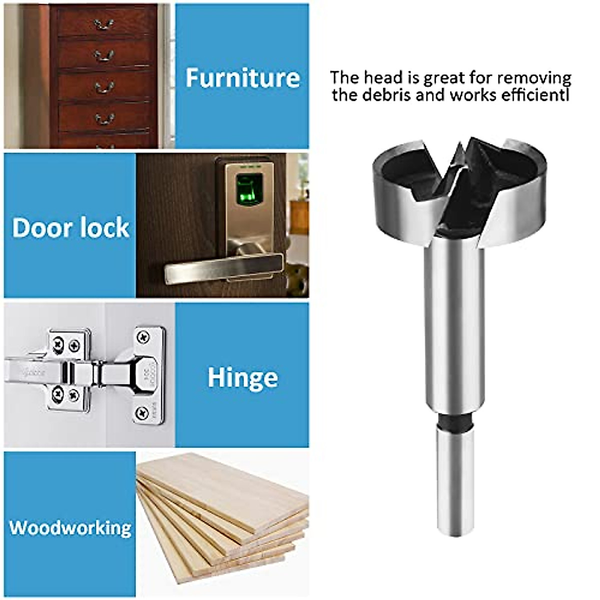 HPHOPE Forstner Bit Set 15Pcs, Forstner Bits for Wood, Wood Drilling with Round Shank, Drill Accessories, Ø10-50mm with Storage Case