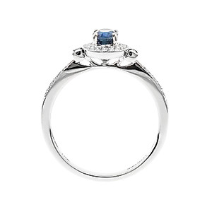Gin and Grace 10K White Gold Genuine Blue Sapphire Ring with Diamonds for women,Ethically, White Gold gemstone stone, Sapphire