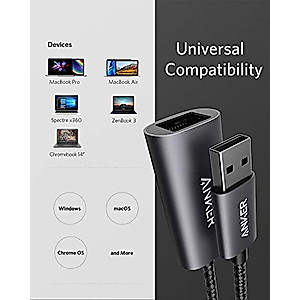 Anker USB 3.0 to Ethernet Adapter, PowerExpand USB 3.0 to Gigabit Ethernet Adapter, Aluminum Portable USB-A Adapter Compatible for MacBook Pro 2015, MacBook Air 2017, and More