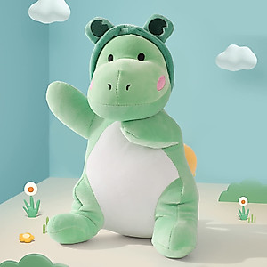 Darler Dinosaur Stuffed Animals for Kids 13.8 Inches Green Kawaii Dino Plushies for Toddler Cute Fluffy Plush Toy for Boys/Gilrs Squishy Soft Toy for Baby Gift for Birthday,Baby Shower