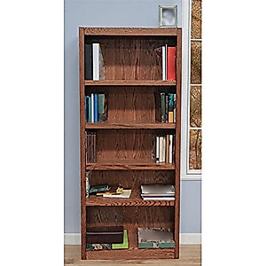 Concepts In Wood Midas Five Shelf Bookcase 72" H Dry Oak Finish