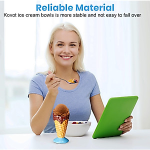 Kovot Ceramic Dessert & Ice Cream Cone Set - Includes 4 Ceramic Cones And 4 Metal Spoons