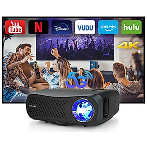 5G WiFi Bluetooth Projector, 10000L Native 1080P Outdoor Projector 4K Movie 300" Display, Wireless Sync Screen Home Theater Projector for iOS/Android Phone/HDMI/USB/PC/Fire Stick, 4D Keystone & Zoom