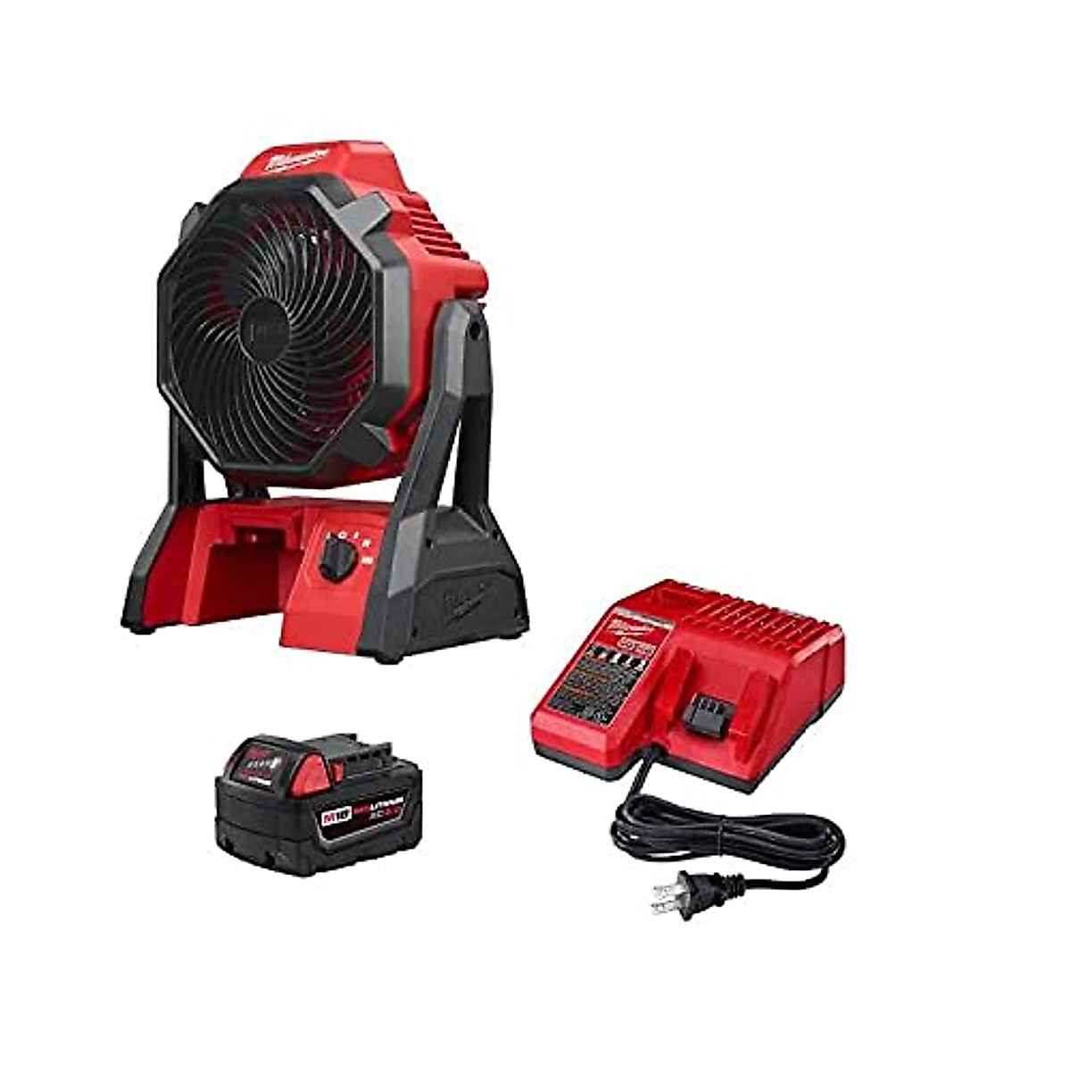 MilwaukeeTool 0886-20P 18-Volt Lithium-Ion Cordless Jobsite Fan with 5.0 Ah and Charger